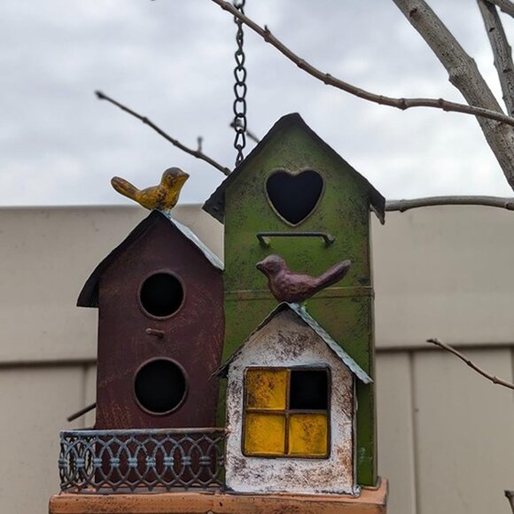 Accents | New Metal Bird Houses For Outside Hanging Multi House ...